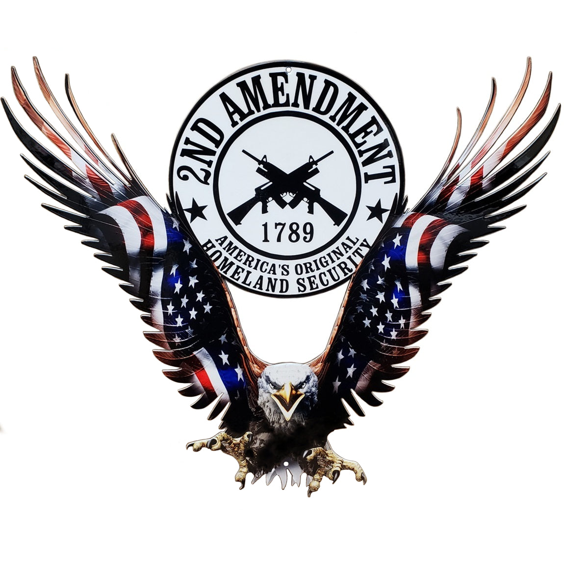 American Eagle 2nd Amendment Large Steel Wall Emblem 18" by 16.5" Sign ...