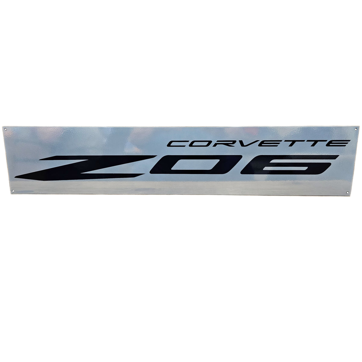 C8 Corvette ZO6 Silver Wall Emblem Dusted Chrome Powder Finish Full 35 ...